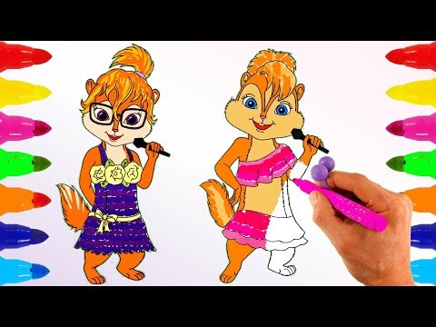 Coloring Book Alvin and the Chipmunks Learn Colors for Kids Children Toddlers with Colored Markers