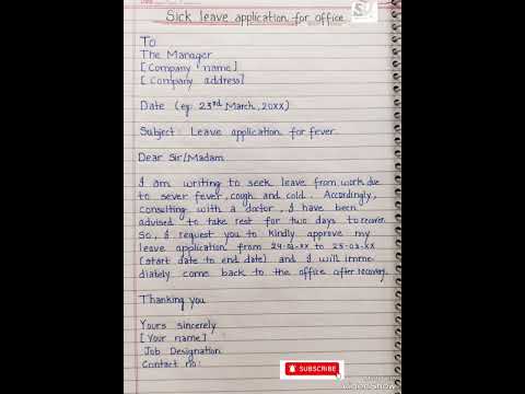 Sick leave application for office l Application for leave of absence l letter writing format