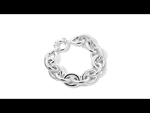 Sevilla Silver Bold Polished Oval Link Bracelet