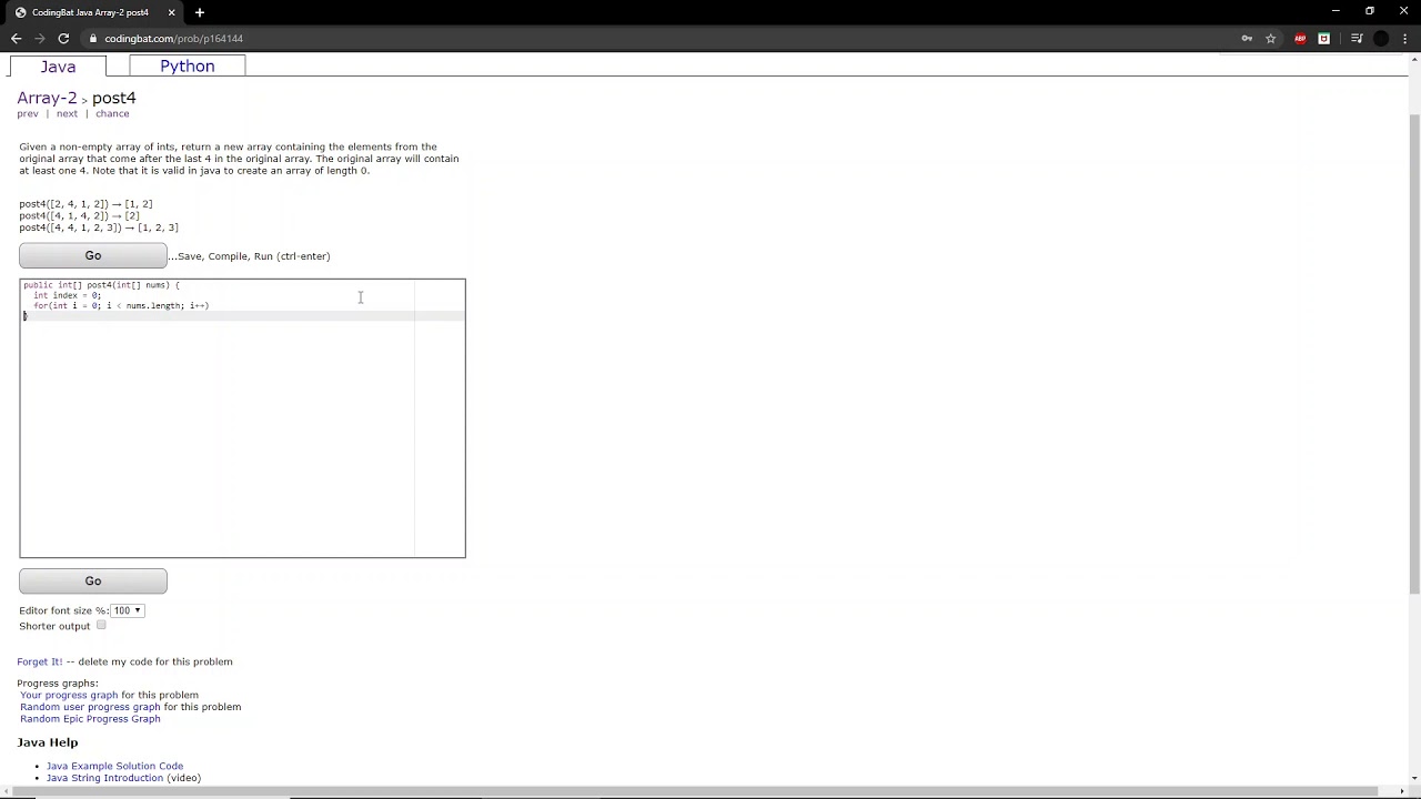 Array-2 (post4) Java Tutorial || codingbat.com