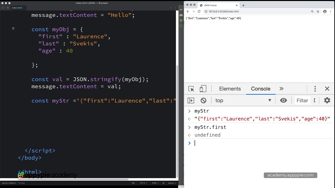 Stringify and Parse | development | Appy Pie Academy