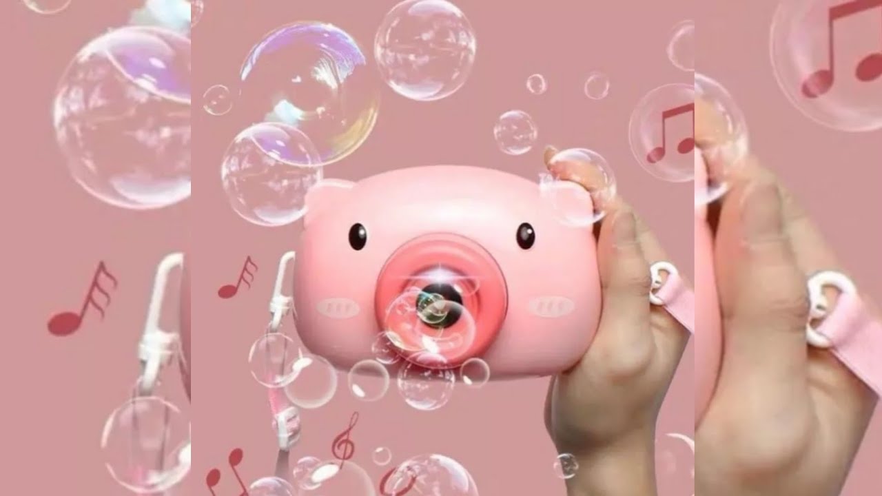 PIGGY ELECTRIC BUBBLE MACHINE WITH BUBBLE WATER TOYS CAMERA CHILDREN LIGHT MUSIC TOY