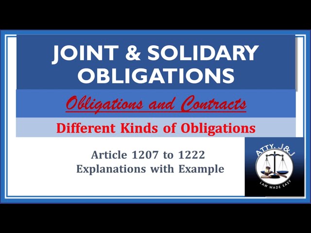 Understanding Joint and Solidary Obligations: A Comprehensive Guide ...