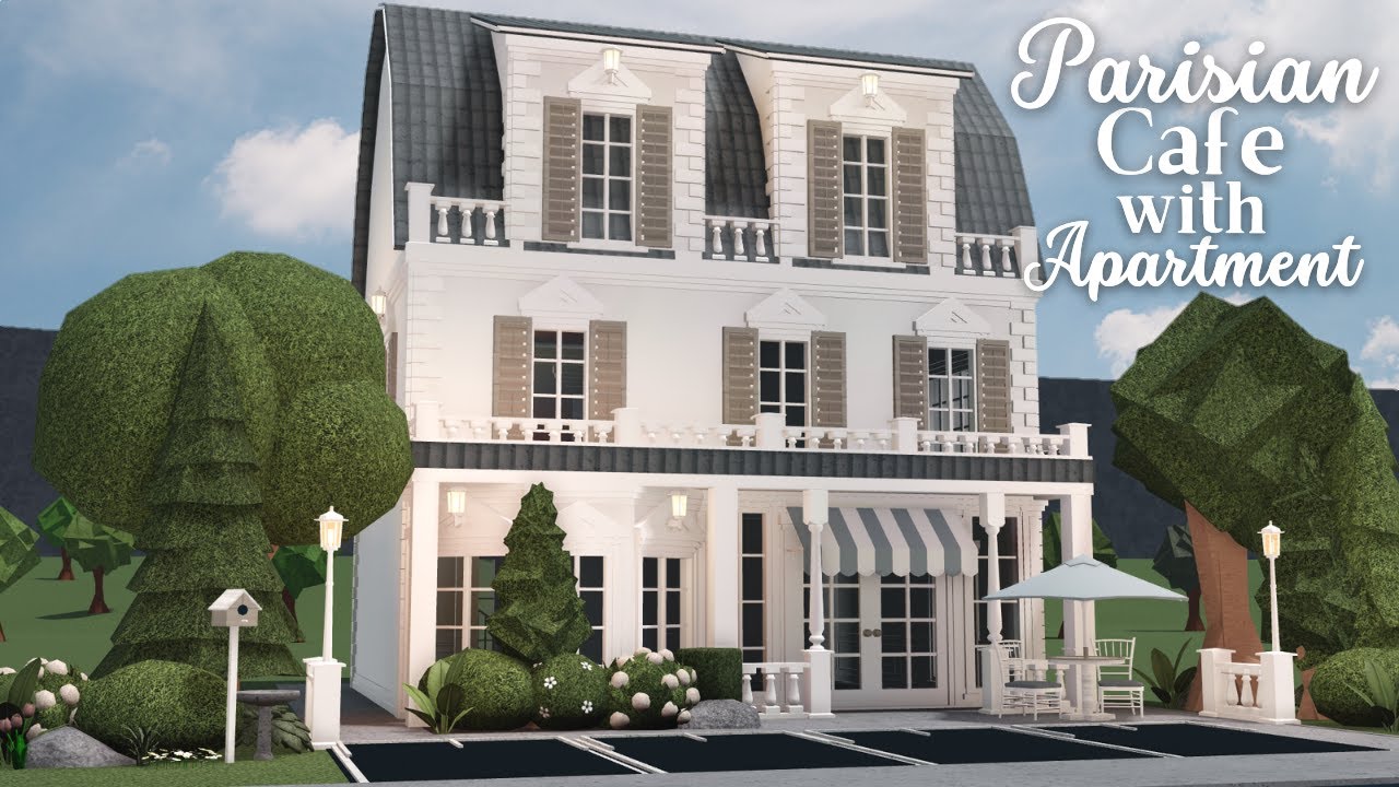 [ bloxburg ] 🥖 Parisian cafe with apartment ꒰ exterior build part 1 ꒱
