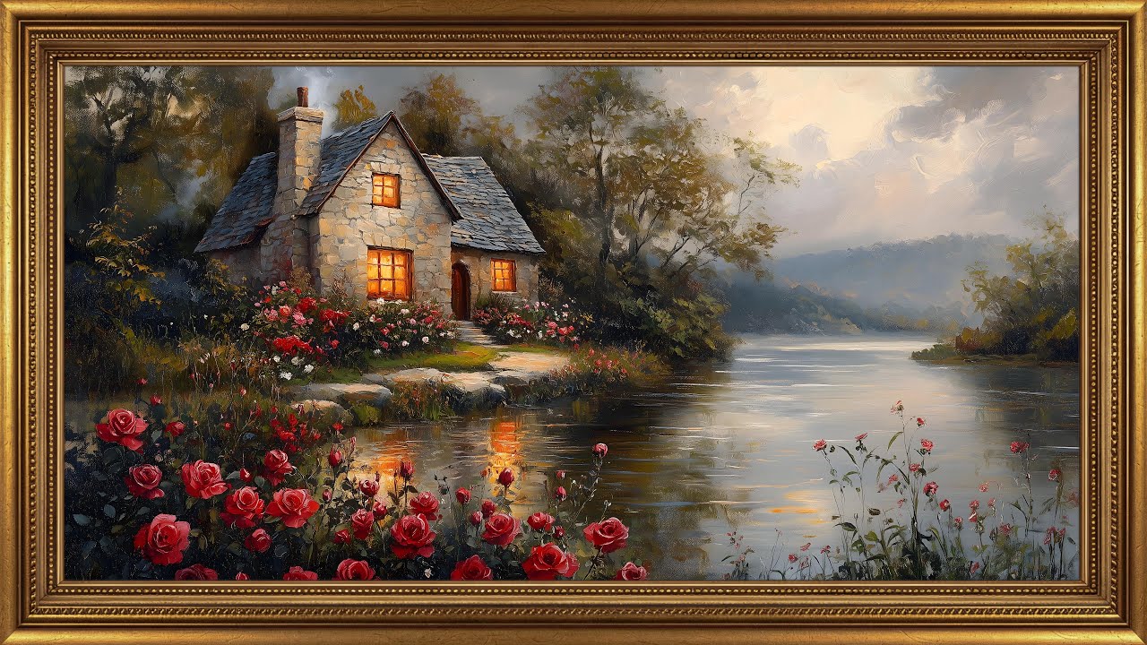 Cozy Spring Cottage by the Lake | Romantic Ambience with Music | Frame TV Art Screensaver 4K