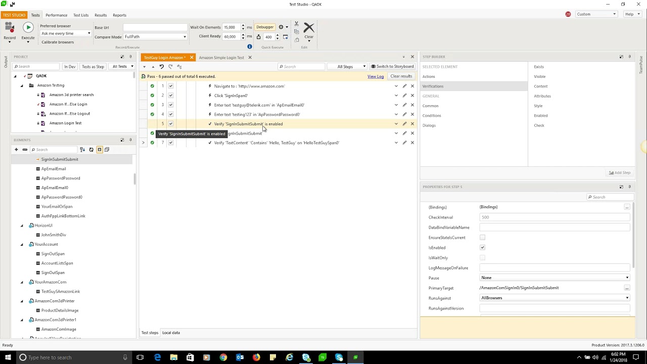 Step Builder in Test Studio