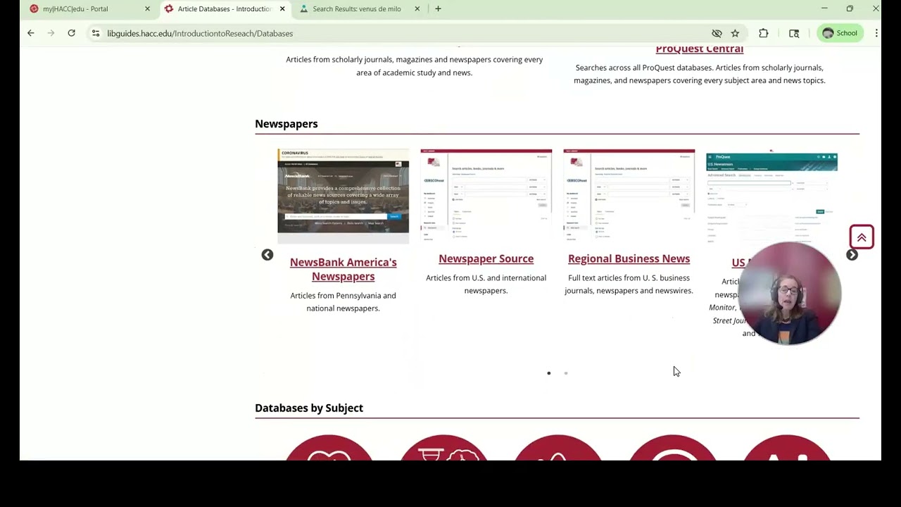 Library website overview