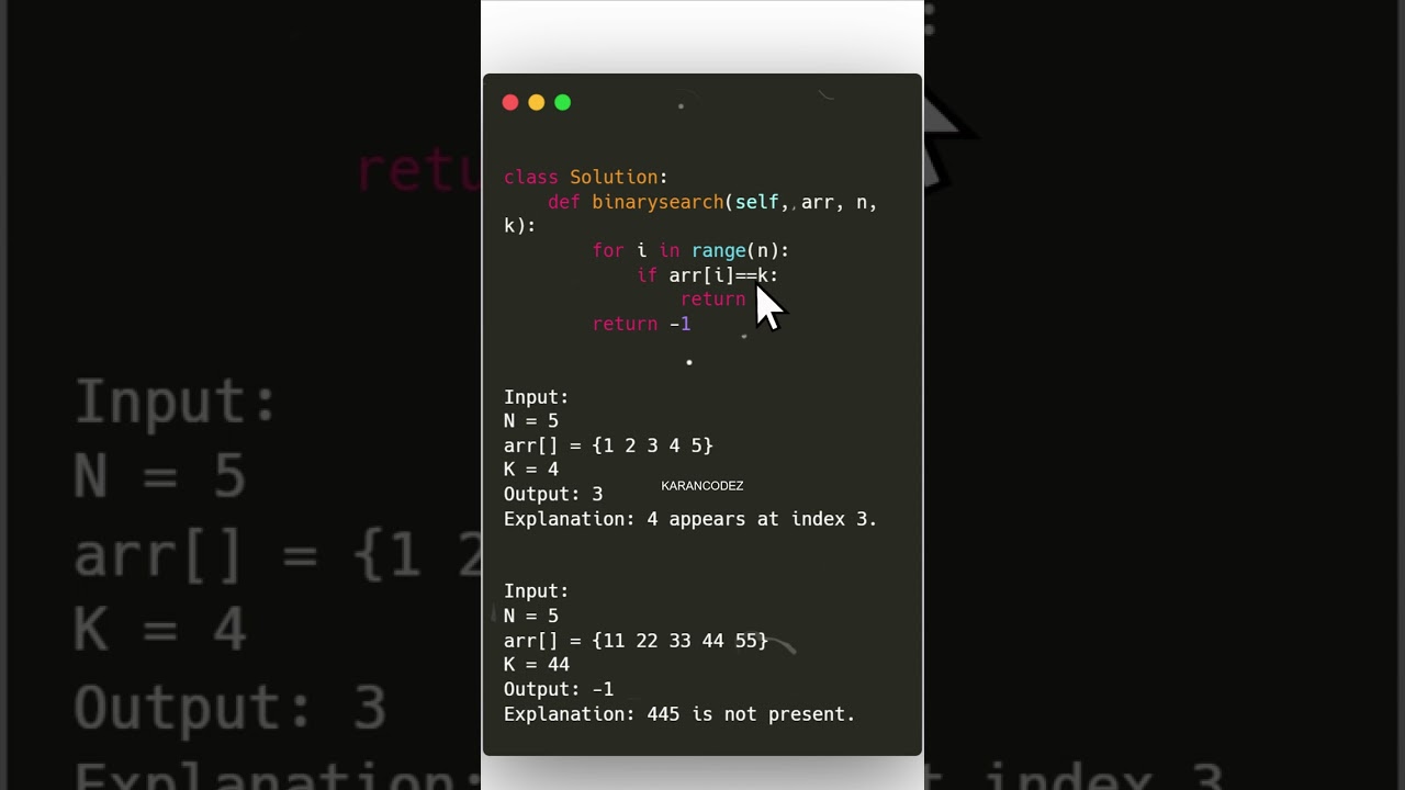 Python Tutorial | Understanding the Basic Binary Search Algorithm #shorts