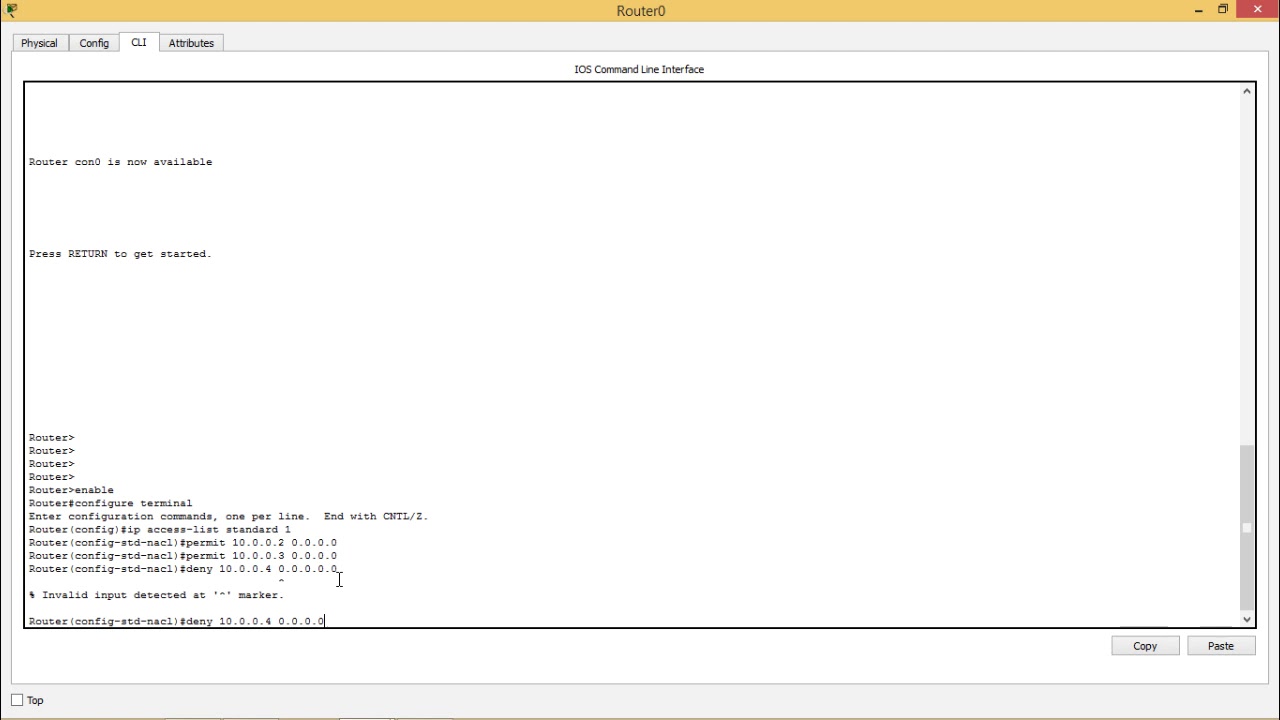Standard Access List Configuration