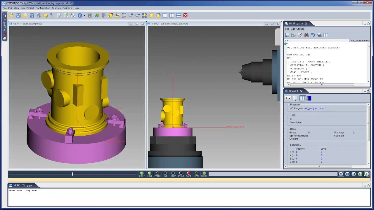 Monitoring the simulation in VERICUT CNC simulation software