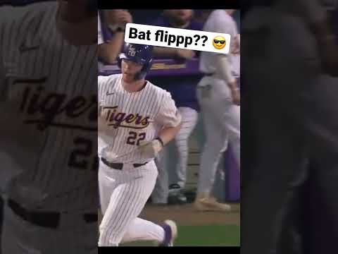 LSU Baseball’s Jared Jones invents new bat flip (wait for it!) 😛💪#baseball #lsu #shorts