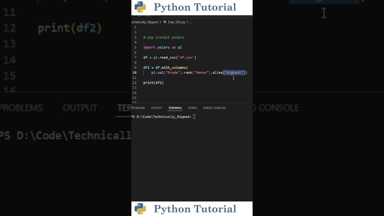 Ranking Columns In Polars Dataframe | Python Tutorial