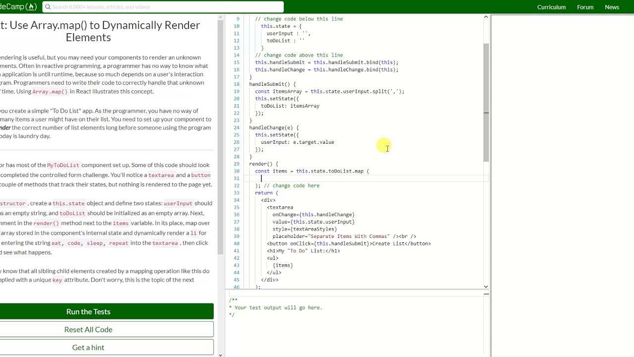 REACT: Use Array map() to Dynamically Render Elements (45)