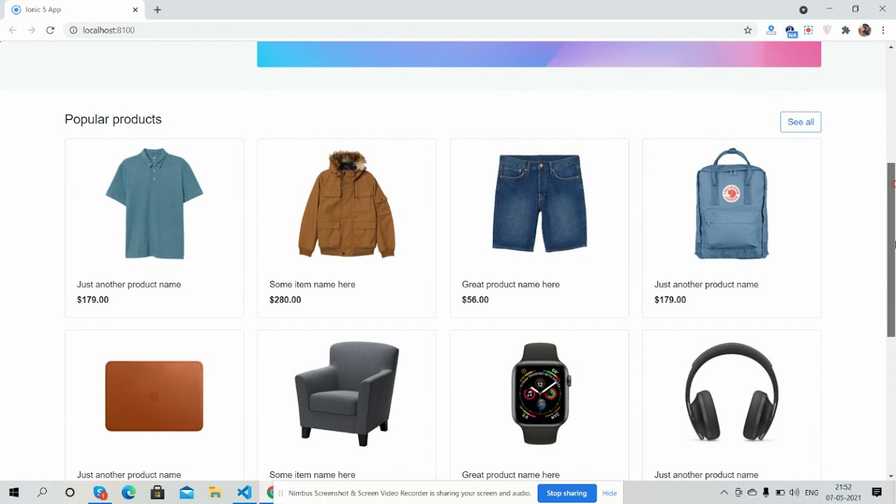 Ionic 5 | Angular 11 | Bootstrap 5 Ecommerce Free Template