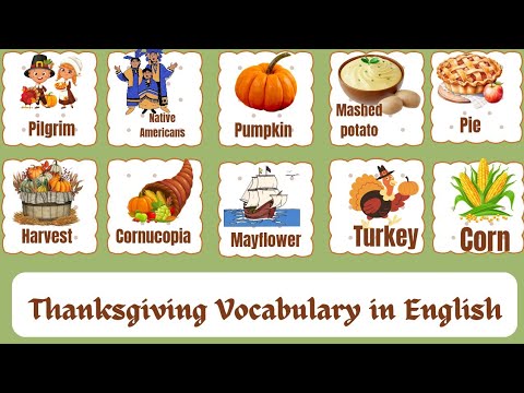 Thanksgiving vocabulary for kids/ vocabulary words with meanings and pictures