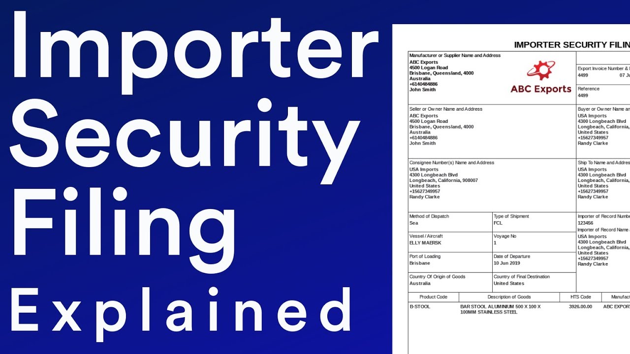 ISF Importer Security Filing Document Explained