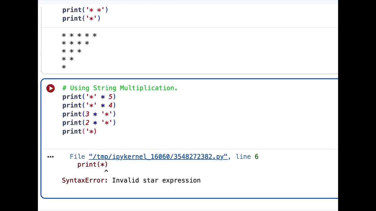 Write a Python Program for Pattern Printing - Inverted Triangle.