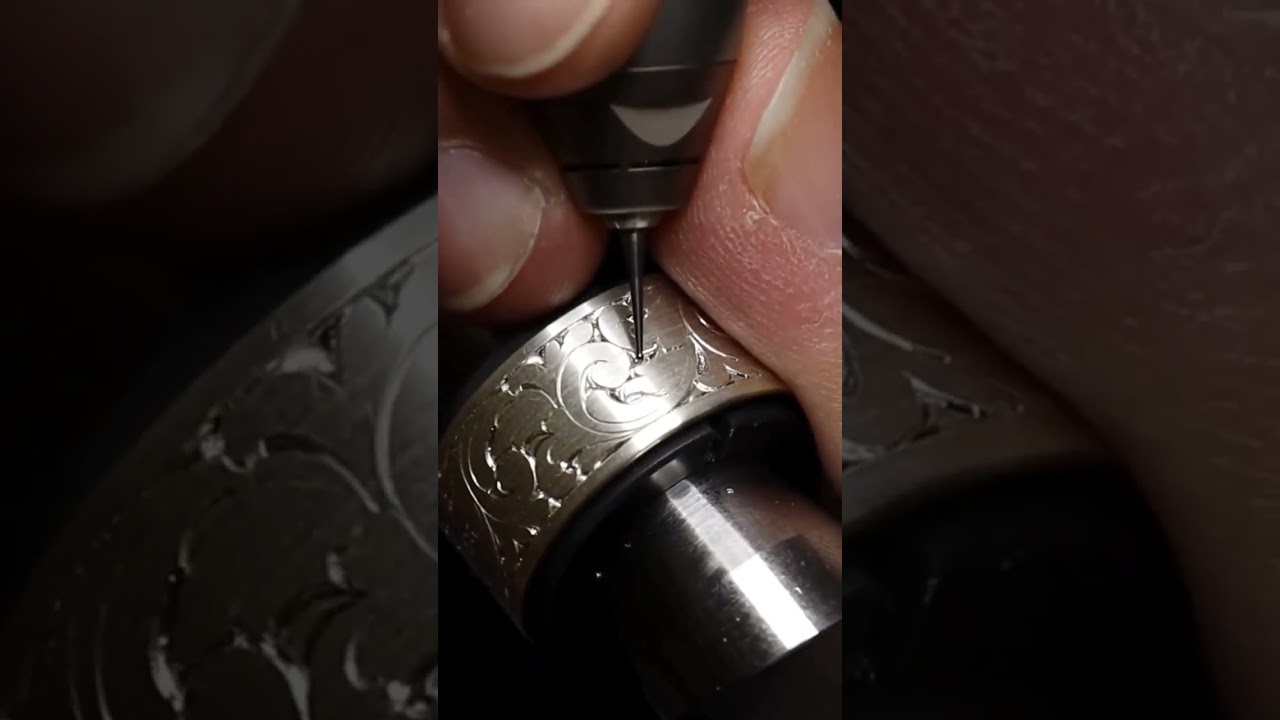 Background removal using a micro rotary burr. #handengraving #customengraving #scroll #jeweler