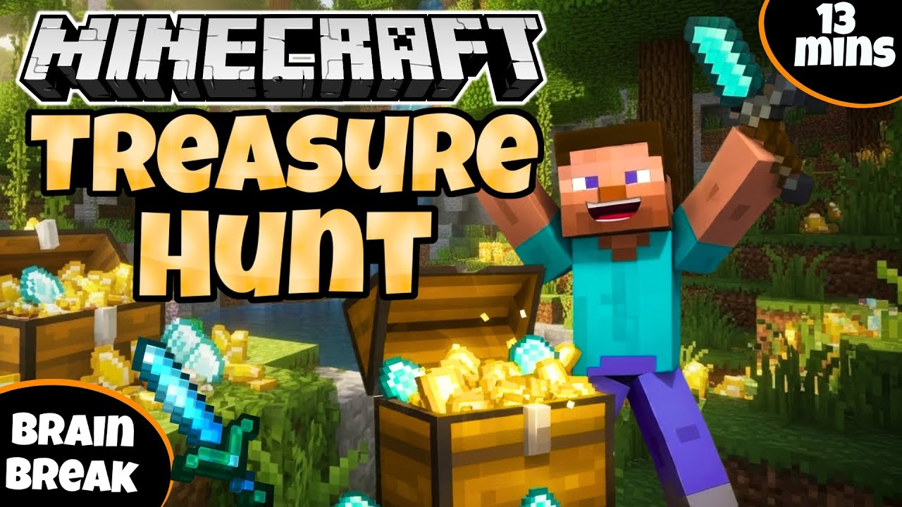🟩 Minecraft Treasure Hunt💎 Fitness Run | Brain Break | GoNoodle Inspired