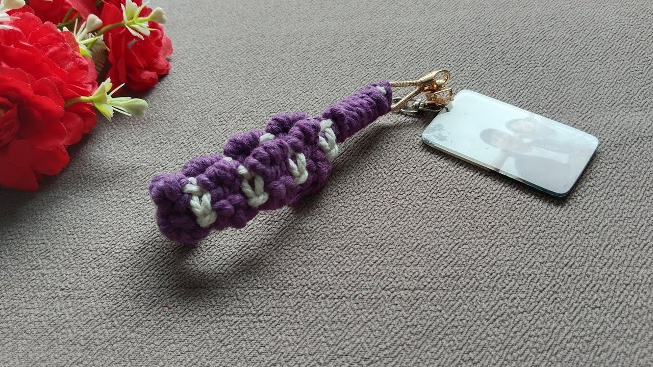 DIY Macrame Keychain with Bow Pattern | Macrame Wristlet with Bow Pattern Tutorial for Beginner