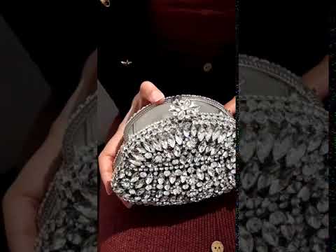 Bridal Diamonte Silver Clutch Bag by Sandal House