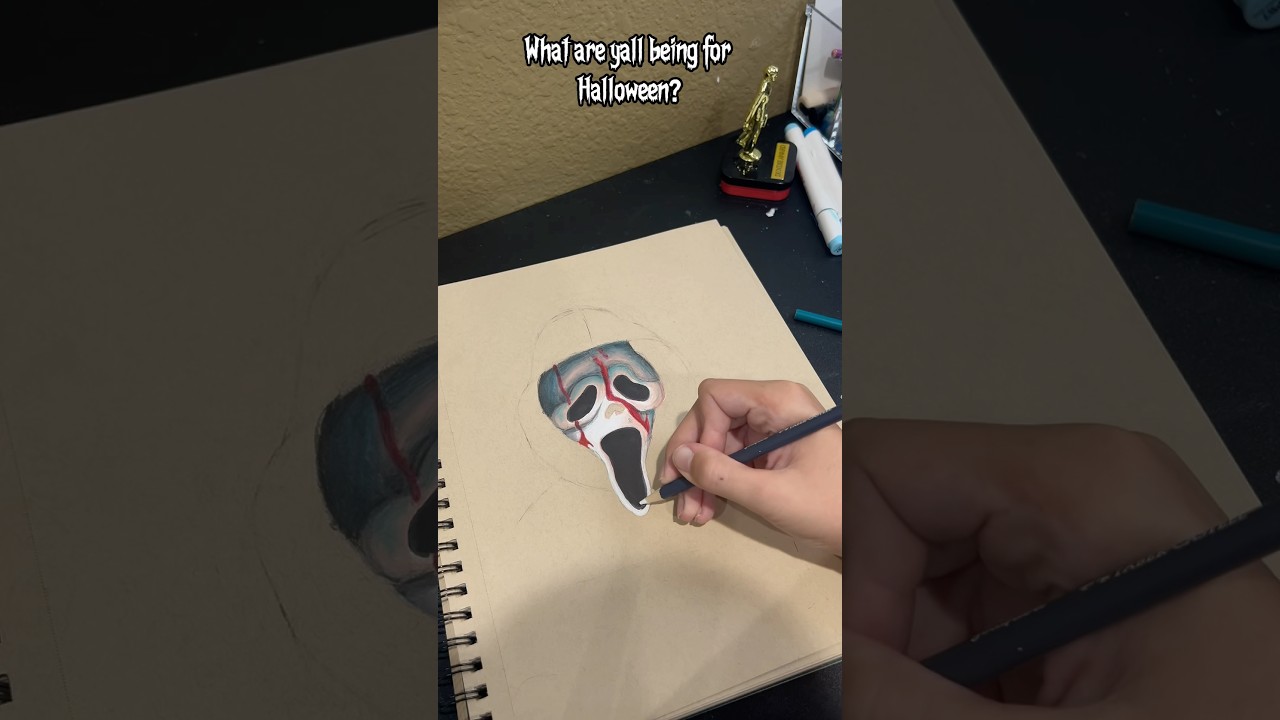 Drawing Ghostface #art #halloween #scream #shorts