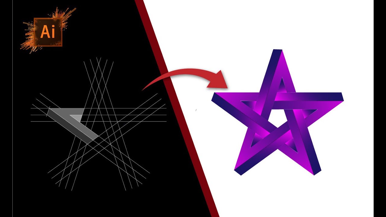Adobe illustrator CC Tutorial - How to make a Star Logo Design
