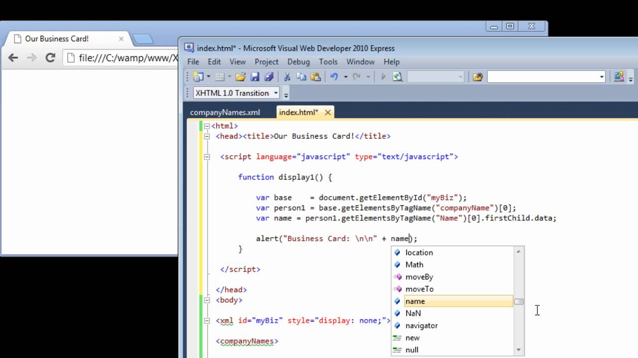Read / Access XML Data With DOM: XML & Javascript