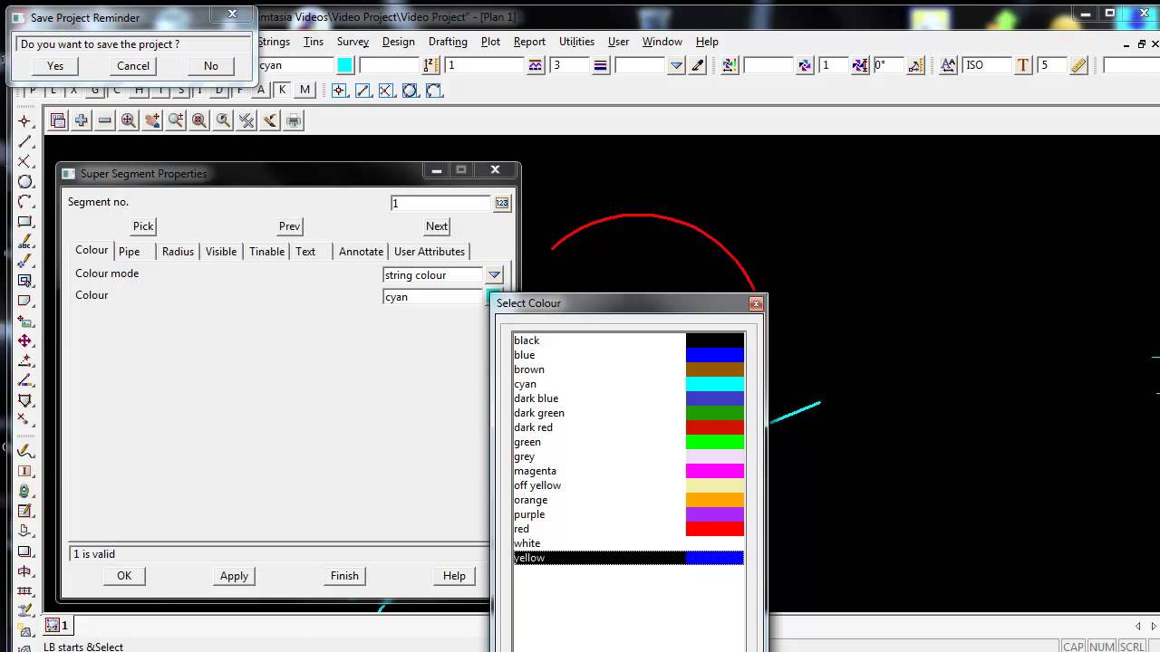 12d Model CAD - Edit Segment Properties