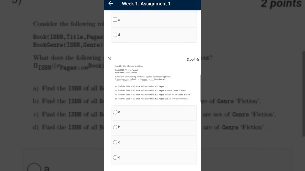 Data Base Management System || Week-1 Assignment Answers || NPTEL 2023 || #shorts
