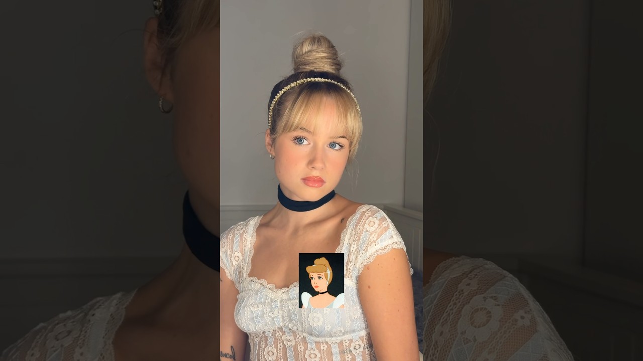 Cinderella Costume🐭🧹🩵 #disney #cinderella #disneystyle #hairstyle #hairtutorial #halloweencostume