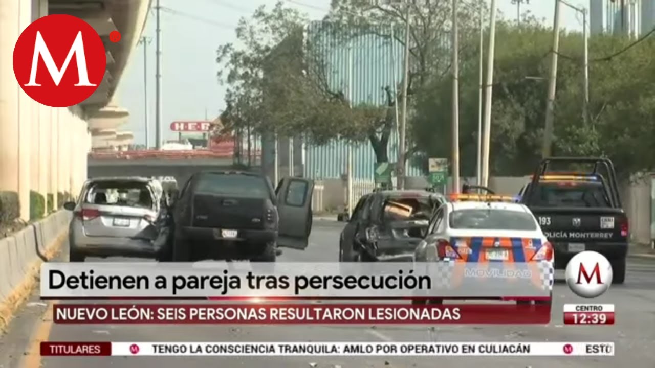 Detienen a pareja con arma y droga tras persecución en Monterrey