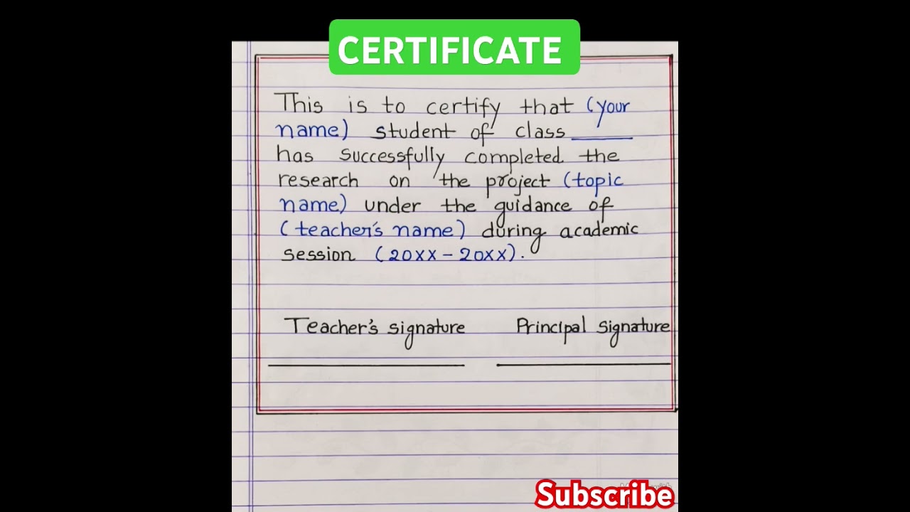 Certificate for project l how to write certificate for project l certificate for school project