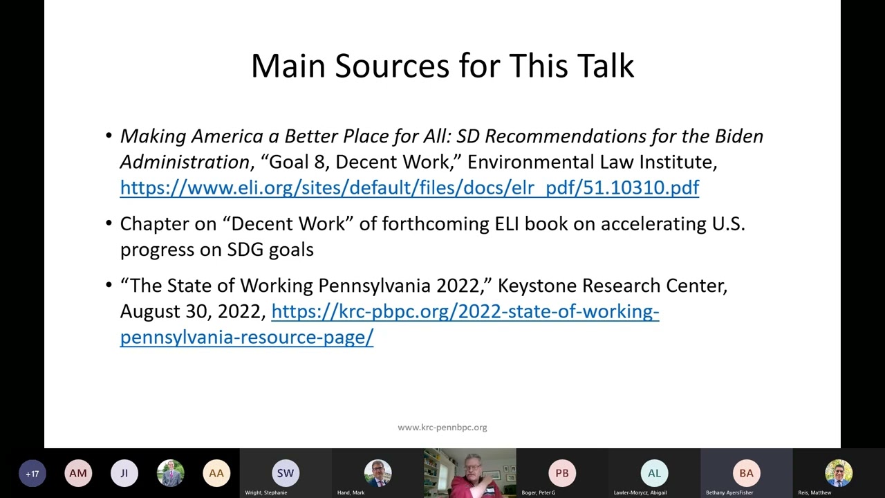 GreenGov & Penn State Sustainability Institute Webinar Series - Decent Work & Economic Growth 202210