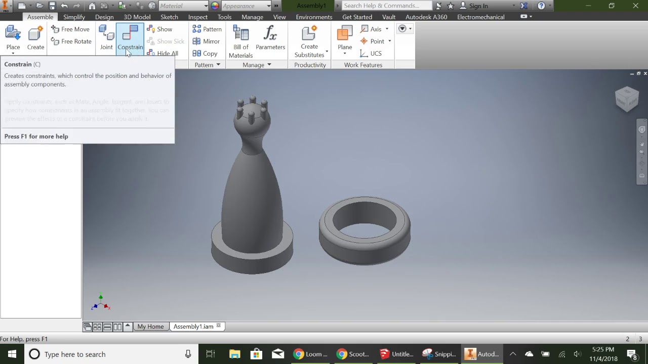 Inventor Place Constraint Insert