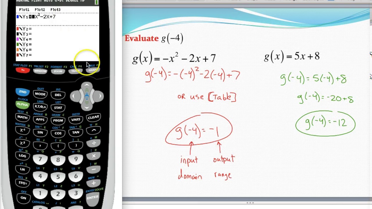 Evaluating using function notation (Part 2/2)