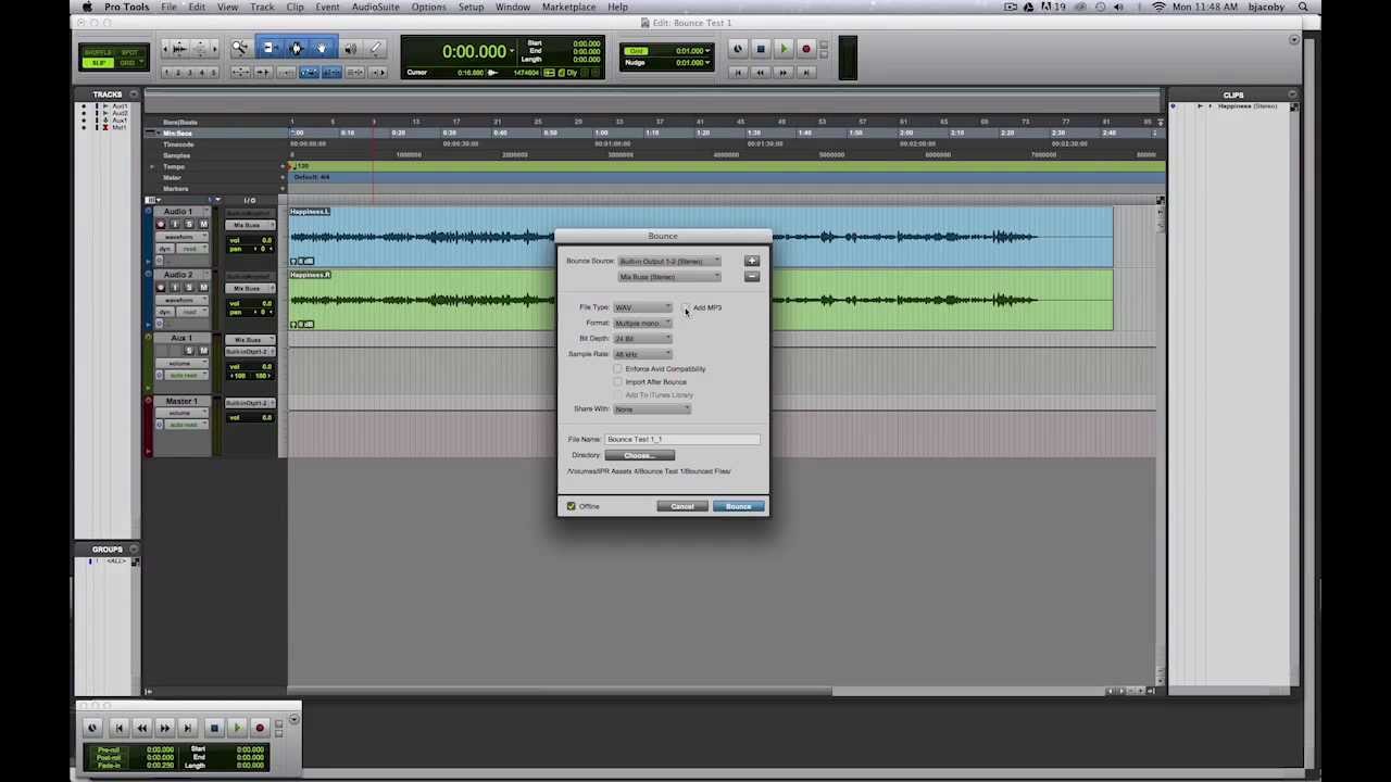 Pro Tools 11 New Bounce to Disk / Quicktime Tutorial