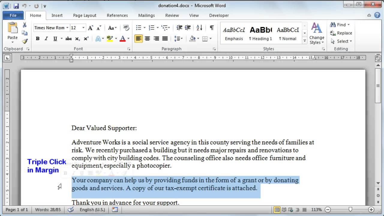 CAT 10 Word Processing Office - 5 Selecting Text
