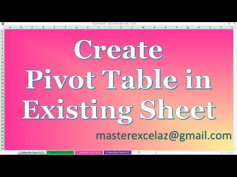 How to Create Pivot Table in Existing Work Sheet using Excel 2013