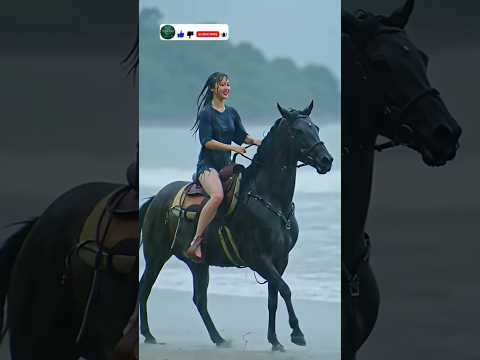 She Smiled in the Rain While Riding Her Loyal Horse π§οΈπ #shorts