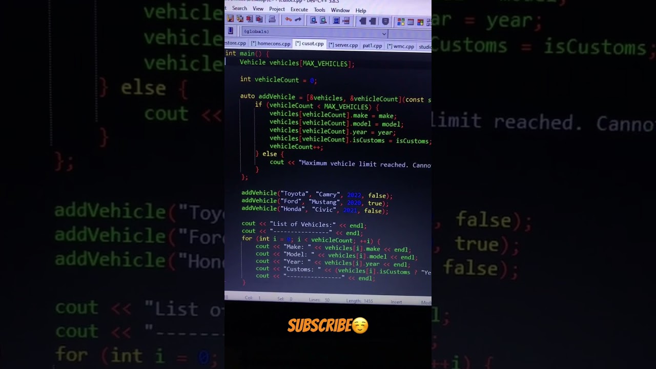 custom vehicles IDE dev c++ #cppprogramming