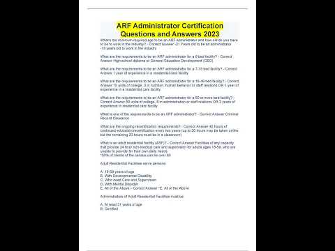ARF Administrator Certification Questions and Answers 2023