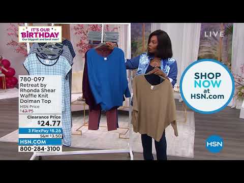 Retreat by Rhonda Shear Waffle Knit DolmanSleeve Top