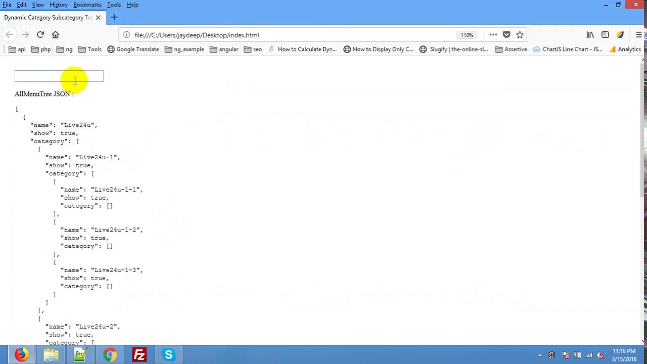 Dynamic Category Subcategory Tree using AngularJS | tree menu using AngularJS