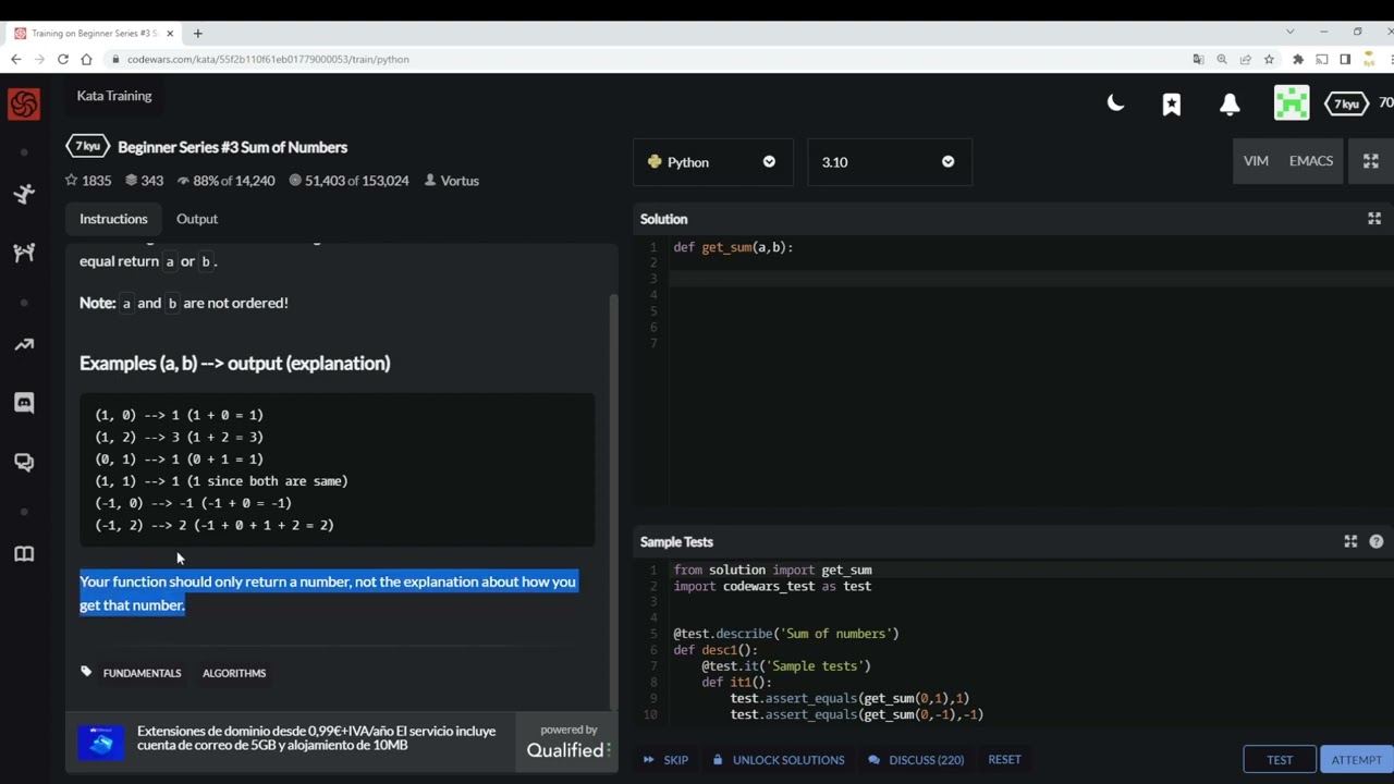 Codewars #7 Ejercicios con python (Kata 7)