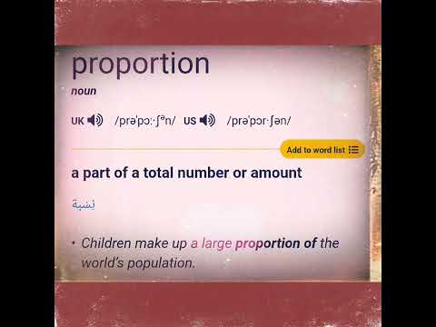 proportion/ here's the meaning and example for this word in English