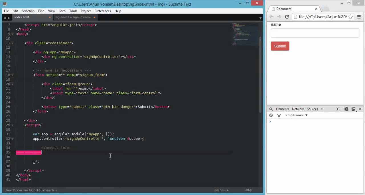 angularjs validation   accessing a form 720p
