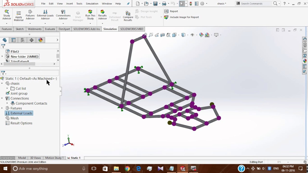 static structural analysis SOLIDWORKS 2016