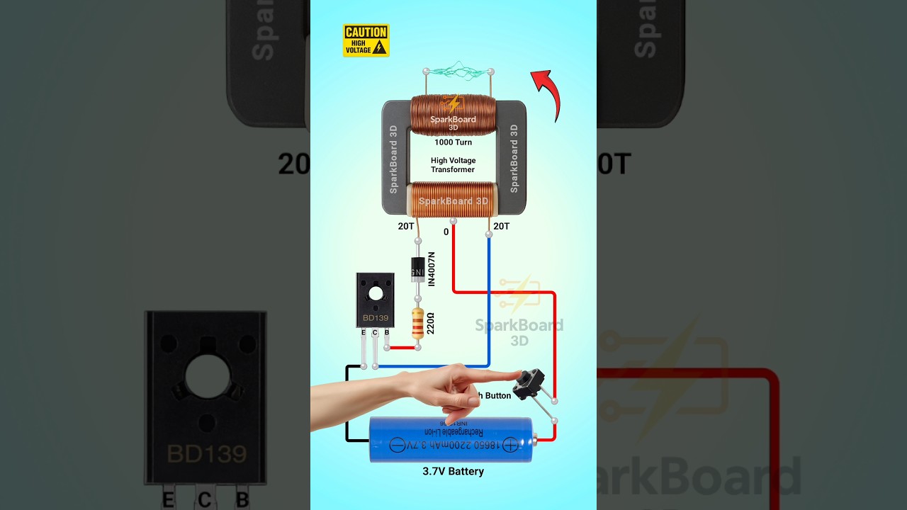 3.7V to 40000V⚡converter | High voltage generator circuit | Taser stun gun