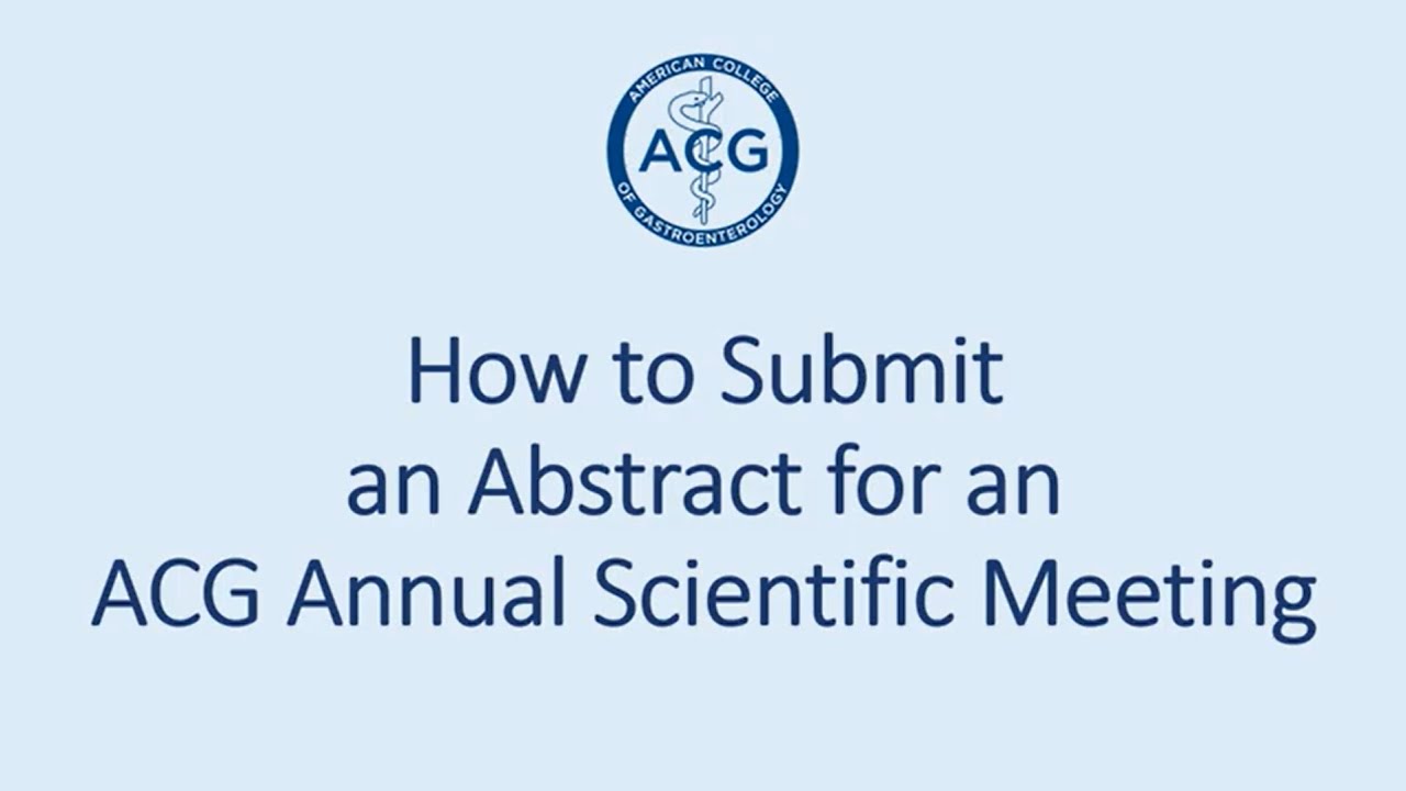 How to Submit an Abstract for an ACG Annual Meeting